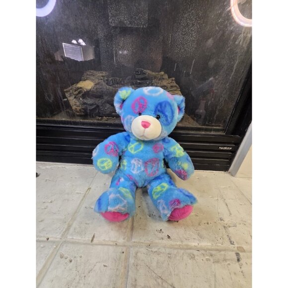Build-A-Bear | Toys | Build A Bear Blue All Over Colorful Peace Sign ...